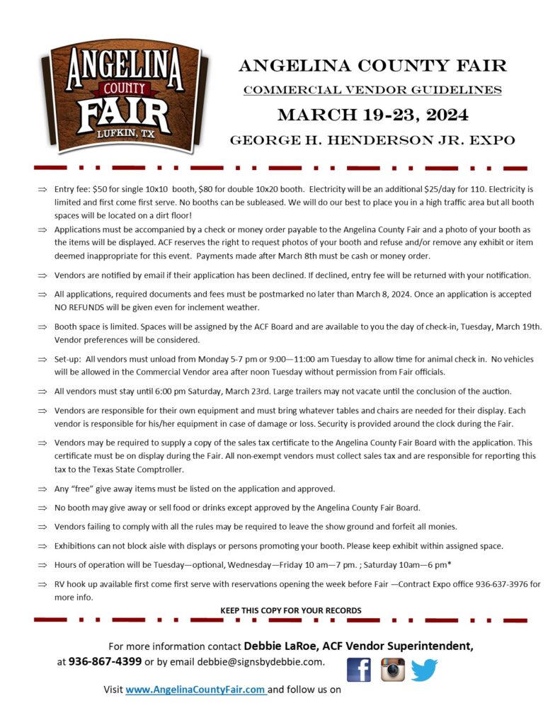 Vendors – Angelina County Fair